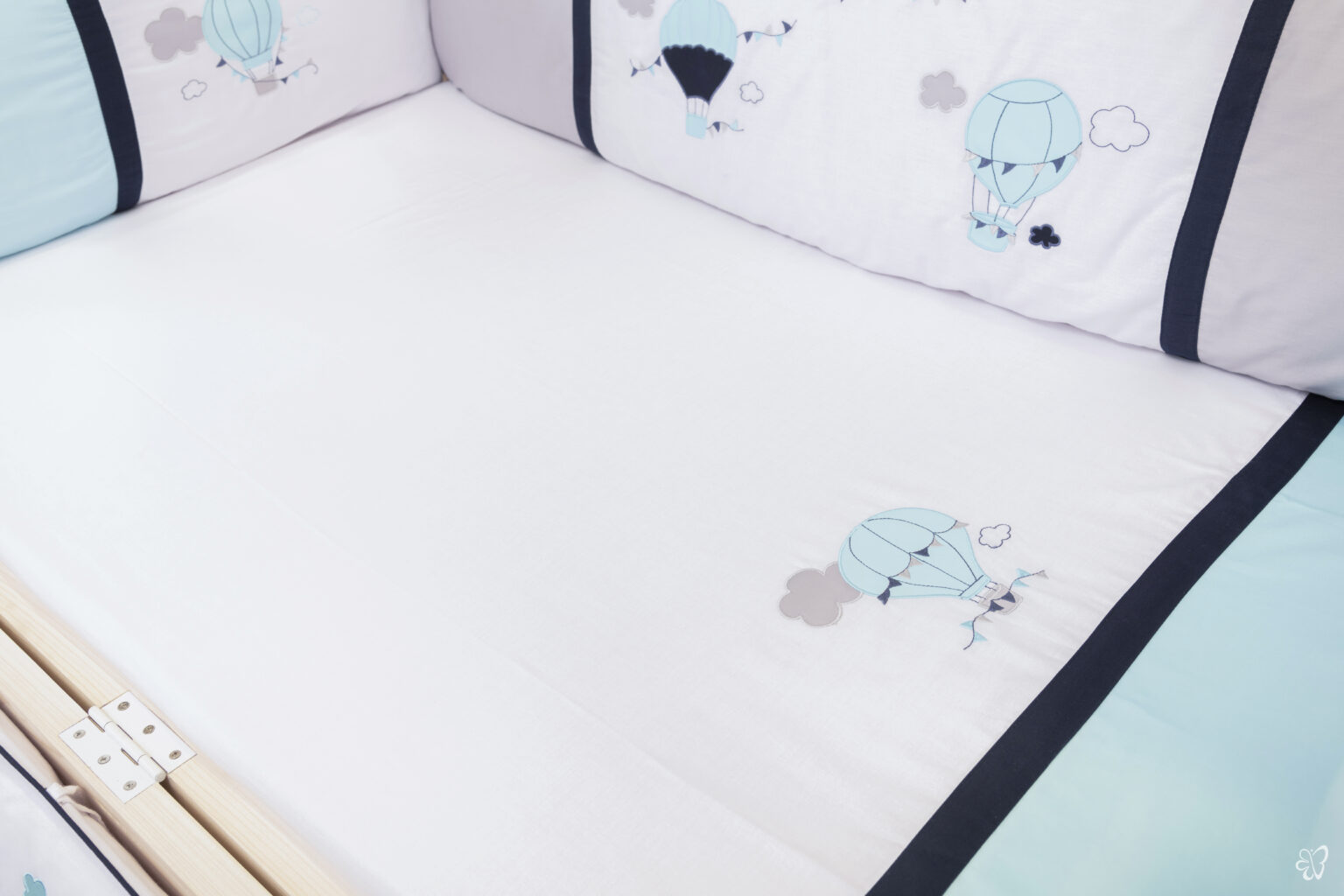 Windy Blue Cot Sheet - Blooms and Butterflies