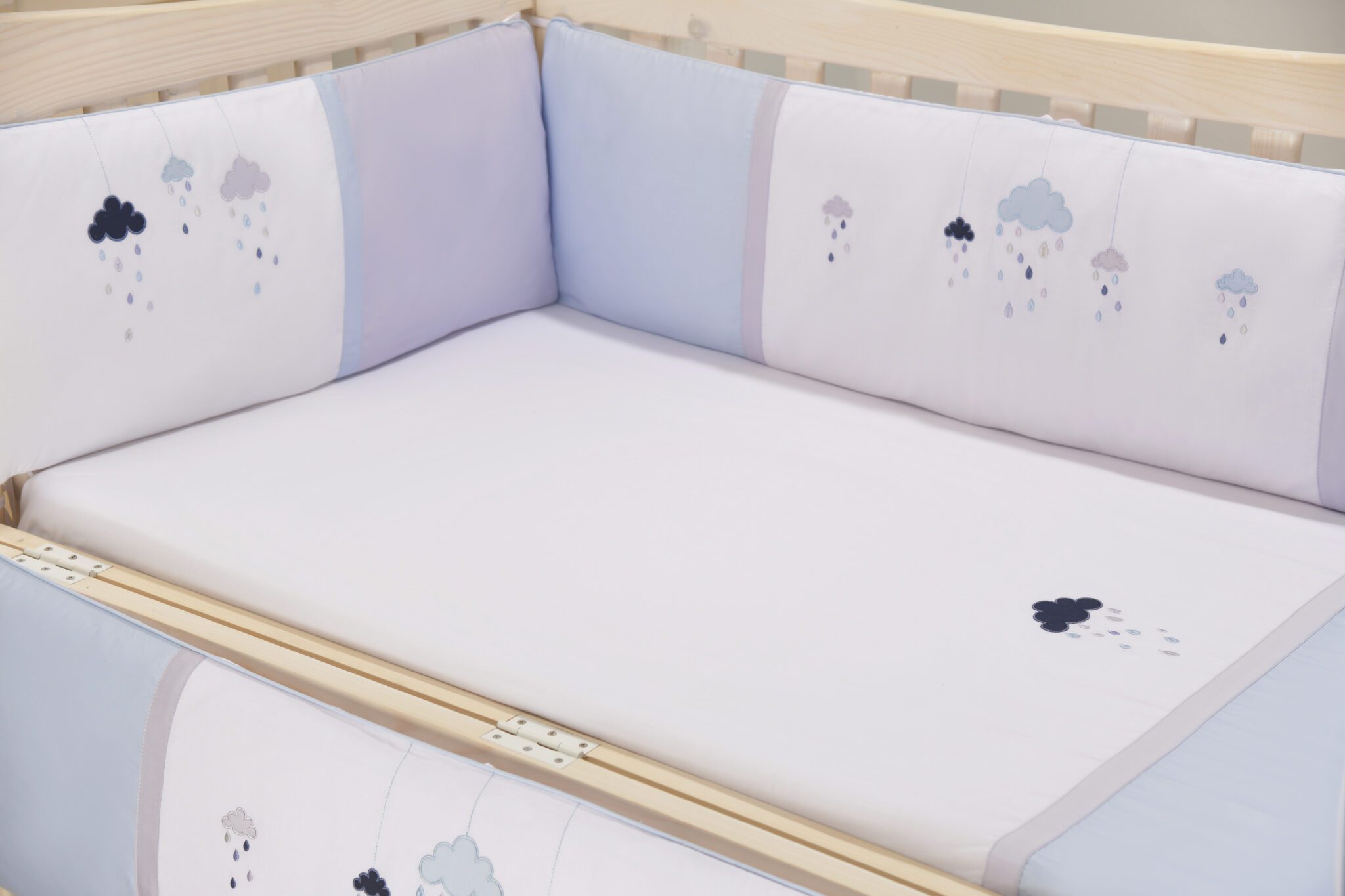 Rainy Blue Cot Sheet - Blooms and Butterflies