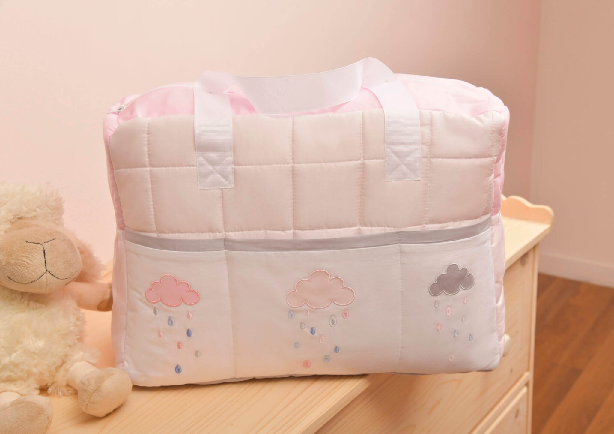 Rainy Pink Large Bag - Blooms and Butterflies