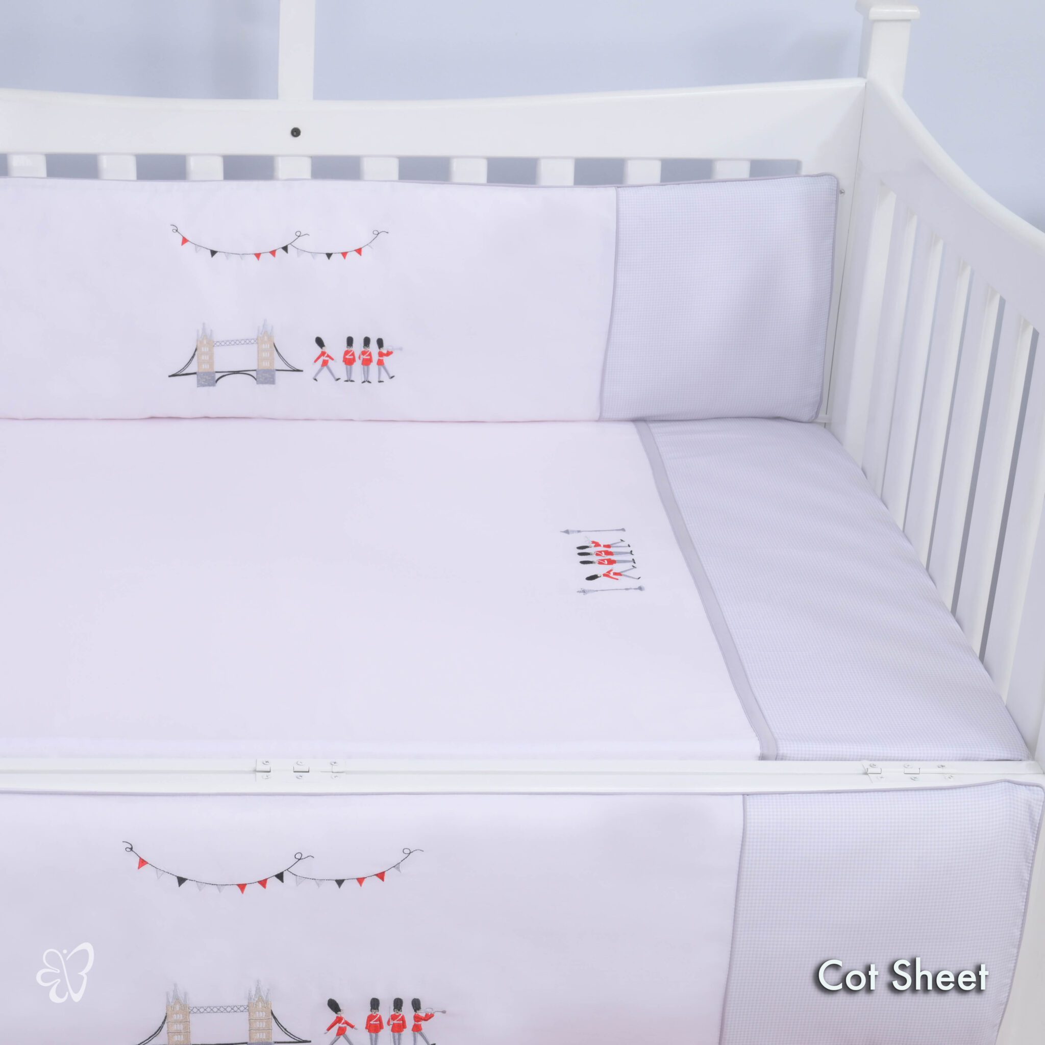 London Bridge Cot Sheet - Blooms and Butterflies
