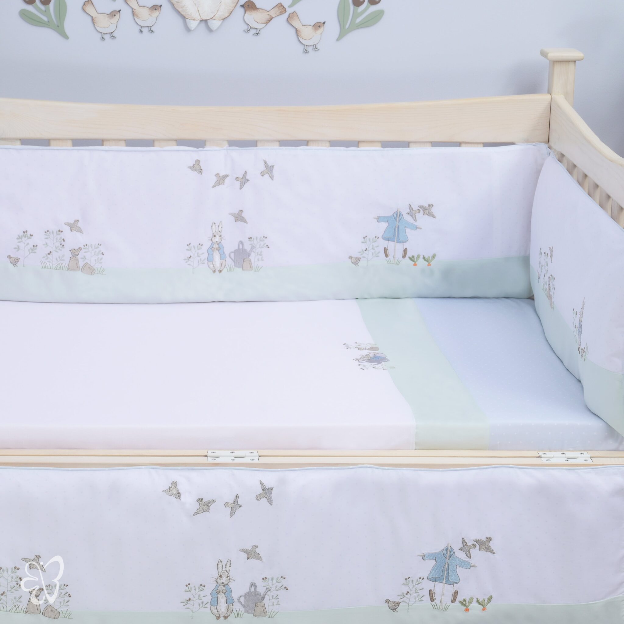 Garden Adventure Cot Sheet - Blooms and Butterflies