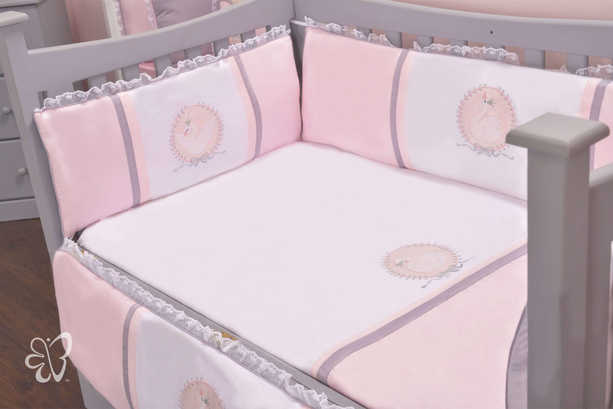 Swan Princess Cot Sheet - Blooms and Butterflies
